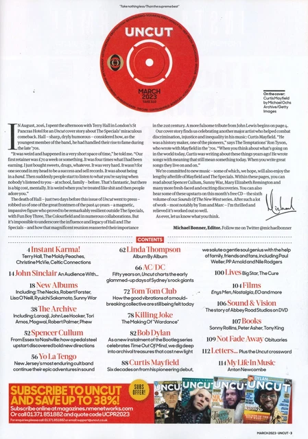 UNCUT REVUE, GRATUIT 15-Track CD, Curtis Mayfield, Bob Dylan, Music ...