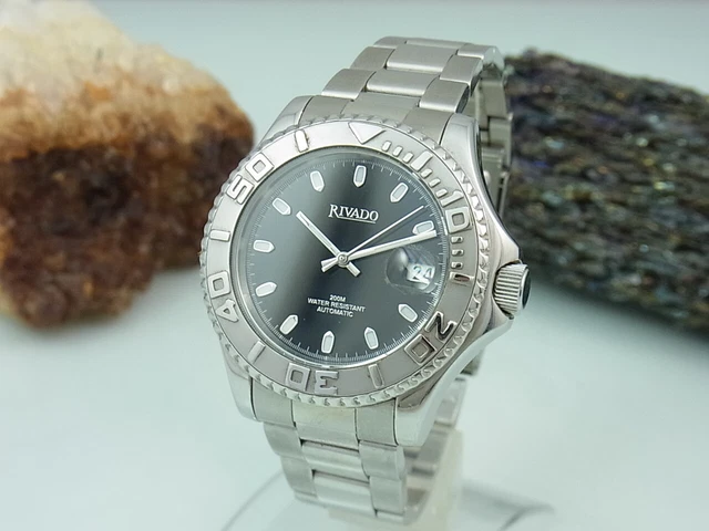 RIVADO 200M AUTOMATIQUE Plancher Date Loupe, Montre de Plongée Hommes Ø ...