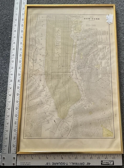 VINTAGE MANHATTAN STREET Map City MAP New York City Map Wall Art 22x16 ...