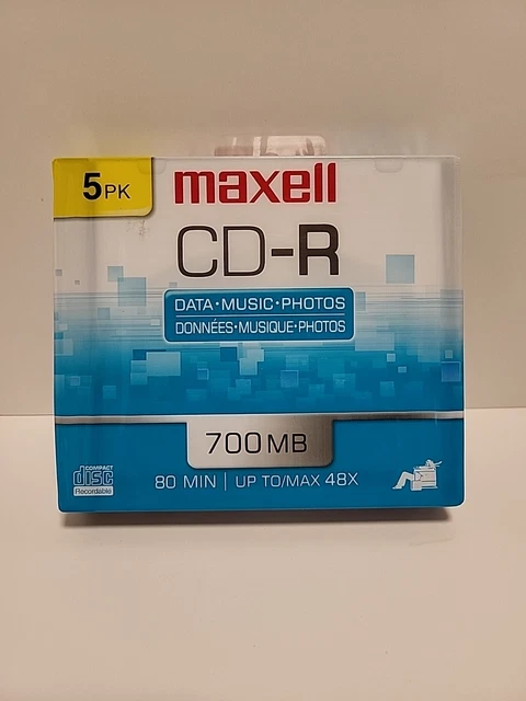 MAXELL CD-R 5 Pack Blank Data Music Photos Sealed Recordable CD $14.00 ...