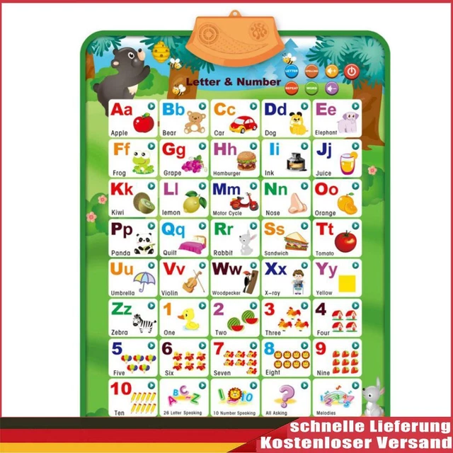 ELECTRONIC ALPHABET CHART Poster Smart Sound Animals Wallchart for Kids ...