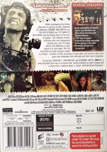 SAW 2 (DVD, 2005) Donnie Wahlberg, Tobin Bell, Shawnee Smith, Region 4 PAL - VGC EUR 3,73 ...