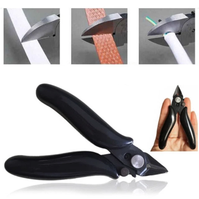 HEAVY DUTY BLACK Electrical Wire Cable Cutter Plier Side Snips Flush ...