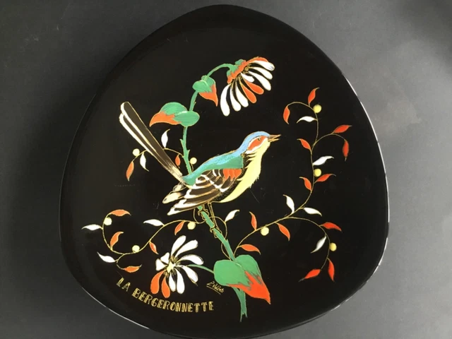 ASSIETTE EMAUX DE Longwy, modèle La Bergeronnette, signé Louis Valenti ...