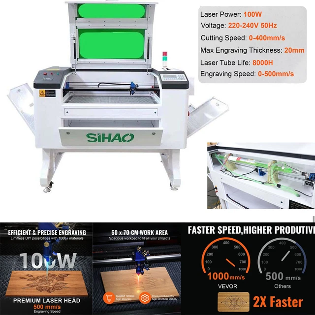 VEVOR AUTOFOCUS CO2 Laser Graviermaschine 100W CNC Schneidemaschine 700 x500mm EUR 2.759,99 ...