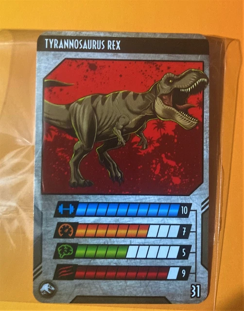 MATTEL JURASSIC WORLD Dino Rivals Tyrannosaurus Rex Trading Card #31 £ ...