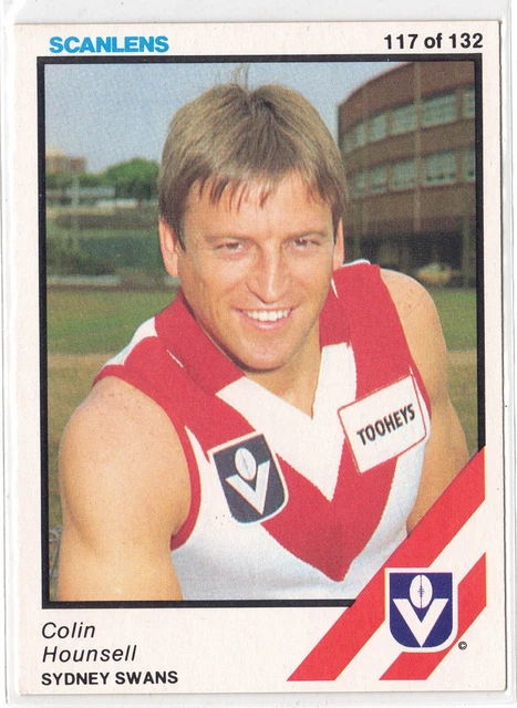 SCANLENS 1984 VFL AFL FOOTY CARD COLIN HOUNSELL SYDNEY SWANS # 117 N ...