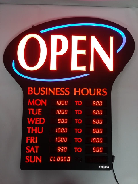 PRO-LITE *REFURB* LED Open Sign with Business Hours Prog - OPEN BH-1 ...