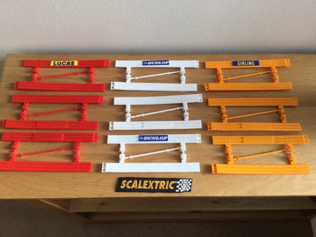 SCALEXTRIC 18 X ARMCO CRASH BARRIERS WITH FLAGPOLES RED YELLOW WHITE ...