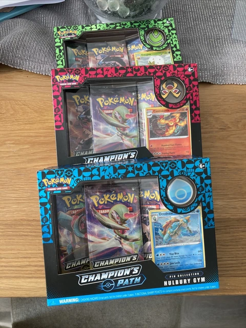 3x Pokemon Sword And Shield Champions Path Pin Collection New Sealed Eur