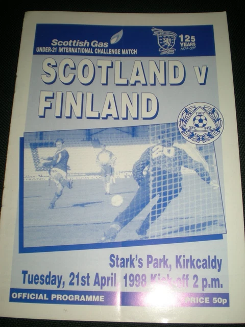 SCOTLAND U21 V FINLAND u21, 21st APRIL 1998. NO WRITING, SLIGHT FOLD ...