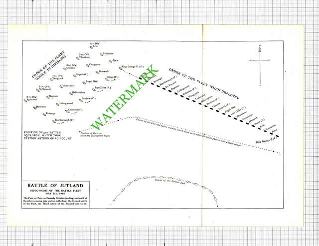 BATTLE OF JUTLAND Fleet Maps WW1 Great War - c.1920 (Two Parts) £12.00 ...