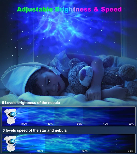 ASTRONAUT GALAXY PROJECTOR Star Projector Night Light with Timer Remote ...