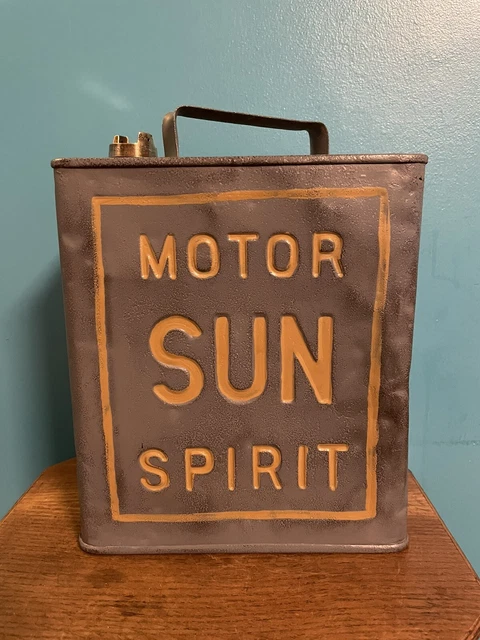 VINTAGE 2 GALLON Petrol Can SUN MOTOR SPIRIT Dated May 1936 Inc Brass ...