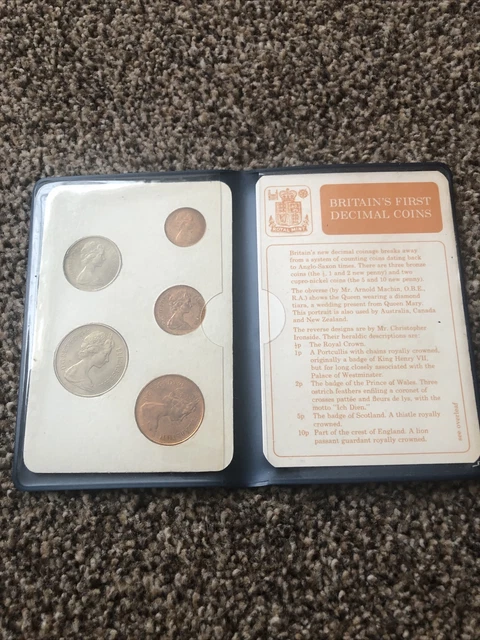 VINTAGE SET 1971 Britain’s First Decimal Coins In Blue Case + Card ...