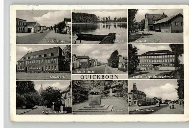 ANSICHTSKARTE AK &QUICKBORN MBK verschiedene Ansichten - gelaufen 1955 ...