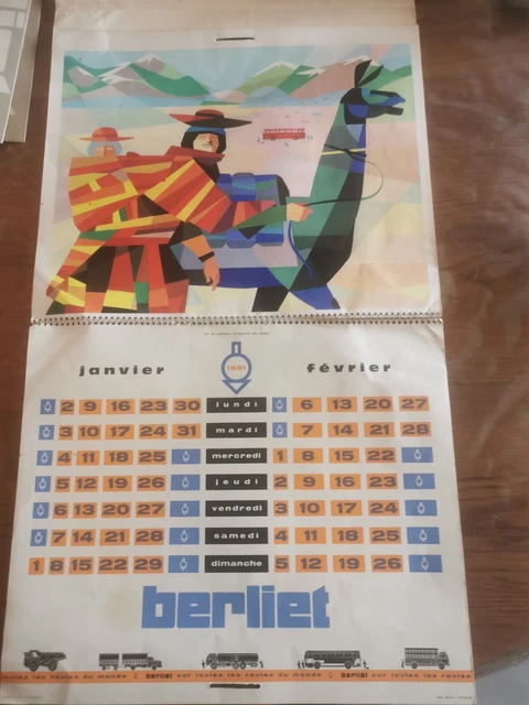 TRES RARE ET MAGNIFIQUE CALENDRIER BERLIET de 1961 CREATION de MARC ...