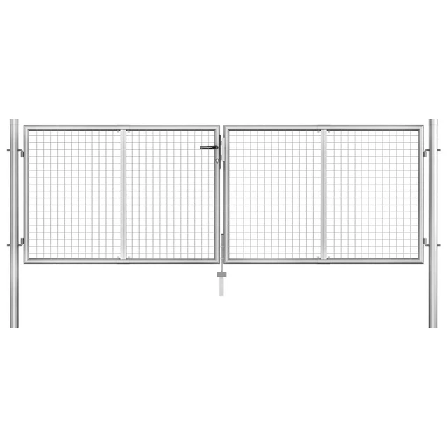 2053965 CANCELLO PER Giardino in Acciaio Zincato 306x125 cm Argento EUR ...