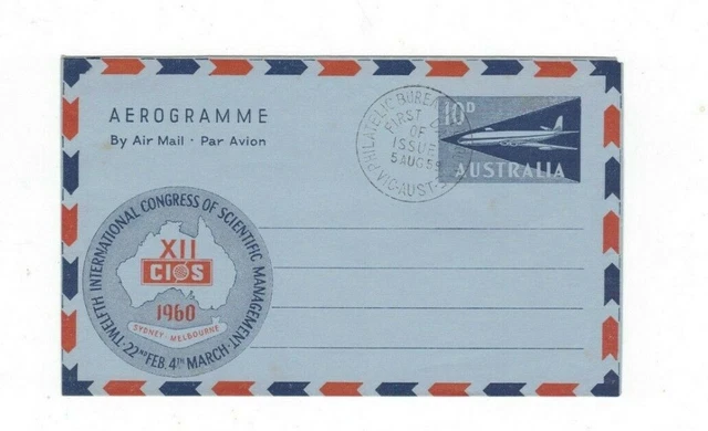 AUSTRALIA 1959 10D SCIENCE CONGRESS AEROGRAMME UNADDRESSED EUR 4,53 - PicClick FR