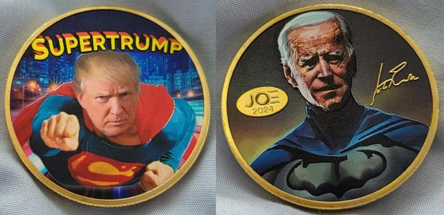 DONALD TRUMP SUPER Joe Biden Man Goldmünze signiert US-Präsidentenwahl ...