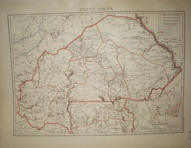 MAP CARTE AFRIQUE HAUTE VOLTA BURKINA FASO Atlas Illustration 1929 EUR ...