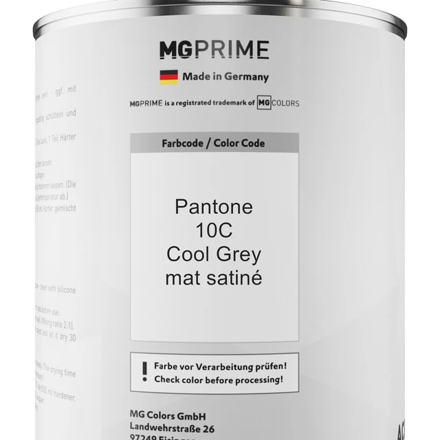 PANTONE 10C COOL Grey mat satiné peinture acrylique 1,5L durcisseur y.c ...
