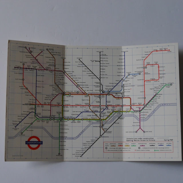 LONDON TRANSPORT UNDERGROUND Tube Map Diagram of Lines 1968 No 3 £17.99 ...