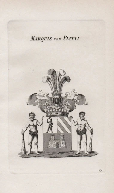 1830 PIATTI WAPPEN coat of arms stemma Kupferstich engraving Heraldik ...
