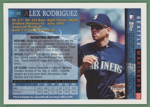 2005 BOWMAN CHROME A-Rod INSERT Alex Rodriguez #95-AR Seattle Mariners ...