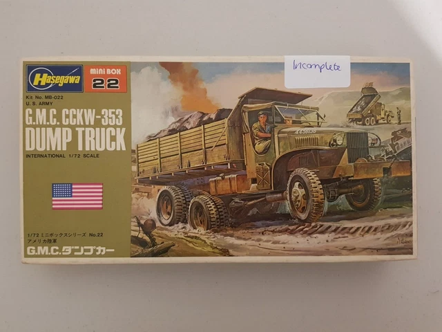 SPARE PARTS - Incomplete Hasegawa 1:72 GMC CCKW-353 Dump Truck MB-022 ...