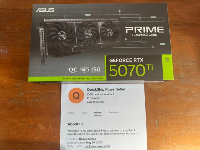 ASUS PRIME GEFORCE RTX 5070 Ti 16GB GDDR7 OC Edition Graphics Card In Hand New $1,879.78 ...