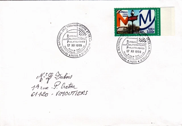 CACHET COMMÉMORATIF - BUREAUX PHILATELIQUES - 17/12/1999 - PARIS EUR 1 ...