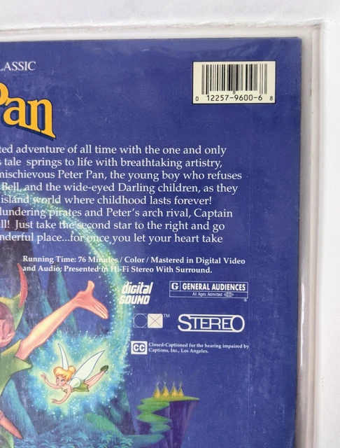 PETER PAN LASERDISC Walt Disney's Classic Animated 1953 Film Extended ...