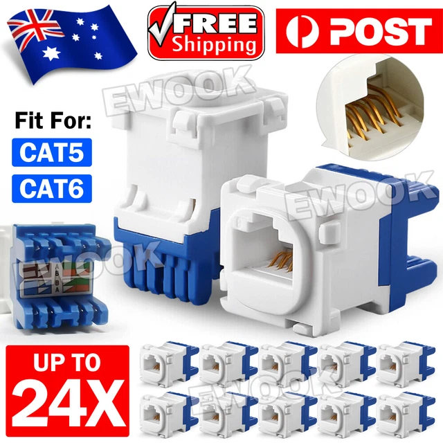 12/24PCS CLIPSAL COMPATIBLE Style CAT6 RJ45 8P8C Network Data Jack Mech ...