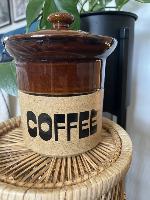 JOHN HERMANSEN VINTAGE Stoneware Coffee Jar Pottery Kitchenalia 1970s ...