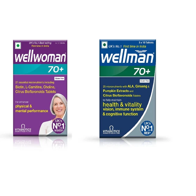 WELLMAN + WELLWOMAN 70+ Multivitamin combo for Men and Women 30 tablets ...