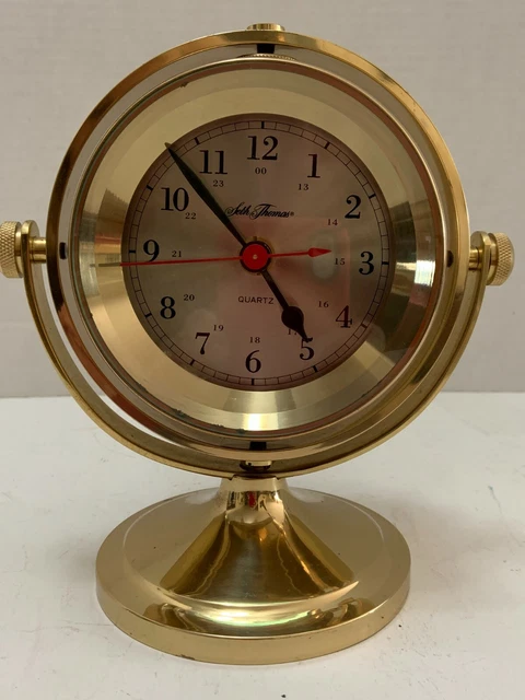 SETH THOMAS SCHOONER SHIPS CLOCK Model 1044 Solid Brass Gimball Mtd ...