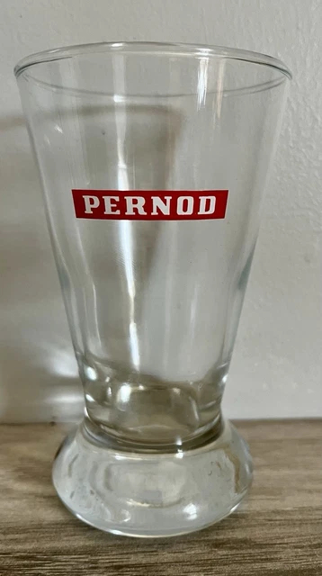 VINTAGE TAPERED PERNOD Glass White Red Lettering Lovely Weighted Foot £ ...
