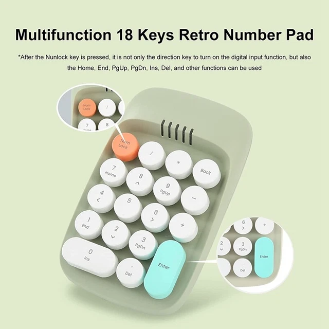 NUMBER PAD, TYPEWRITER Retro Keypad, Numeric Keypads Numpad 18 Keys 2. ...