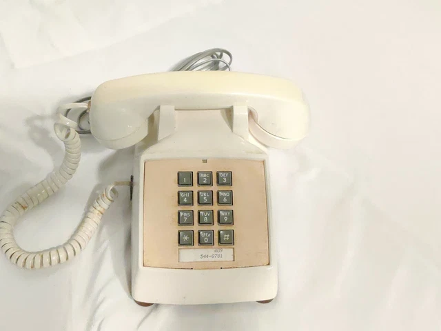 VINTAGE AT&T LAND Line Push Button Phone Creamy White w Line Working ...