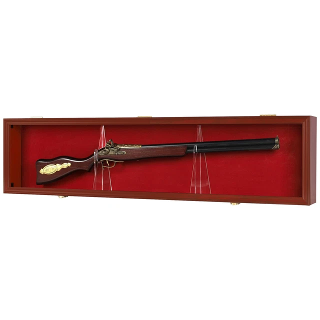 43& RIFLE/SHOTGUN DISPLAY Case Wall Rack Cabinet w/UV Protection, Lock ...