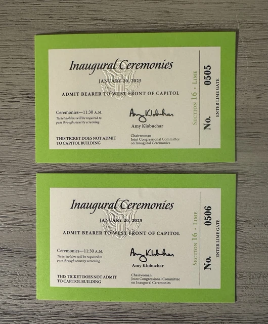 2025 DONALD TRUMP Presidential Inauguration Swearing In Two Lime Green ...