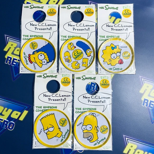 VINTAGE LICENSED SIMPSONS CC Lemon Metal Coasters - Bart, Maggie, Marge ...