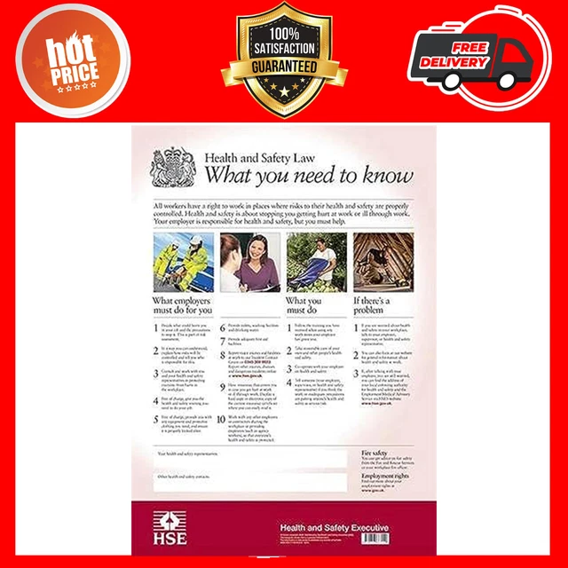 HSE HEALTH AND Safety Law Poster A3 FWC30/A3: what you need to know £11.99 - PicClick UK