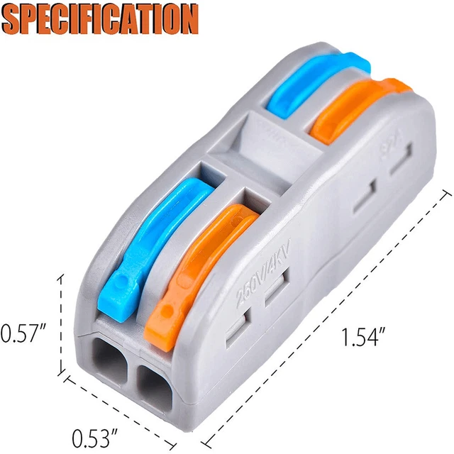 2/3 WAY REUSABLE Spring Lever Terminal Block Electrical Cable Wire ...