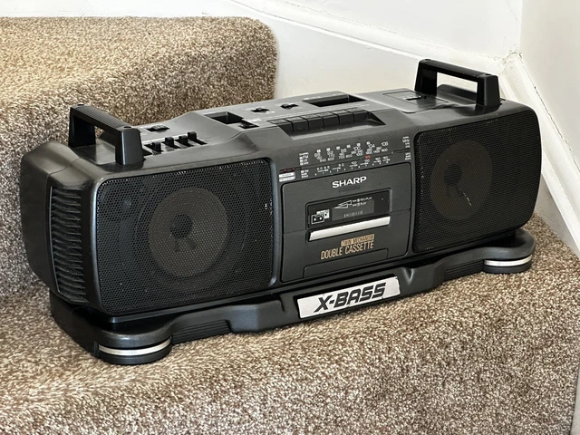 1980S VINTAGE SHARP X-BASS Radio Twin Cassette Boom Box WQ-T360E £39.00 ...