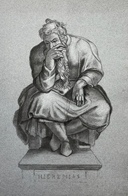 MICHELANGELO (AFTER) PROPHET Jeremiah Jeremiah drawing pencil drawing ...