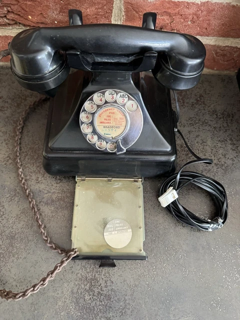 1950S KING PYRAMID Bakelite Rotary Dial Telephone - Handset and Cords ...