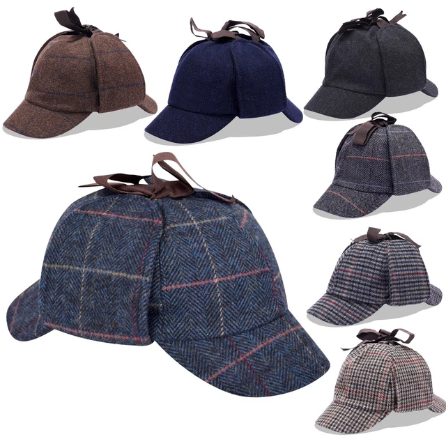 DETECTIVE HAT DEERSTALKER Sherlock Holmes Style Vintage Tweed Double ...