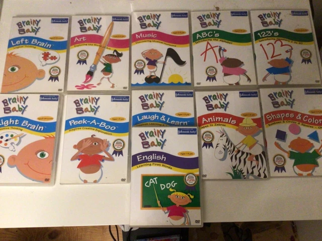 BRAINY BABY DVD collection 9 momths-5 years + educational 11 dvds £11. ...